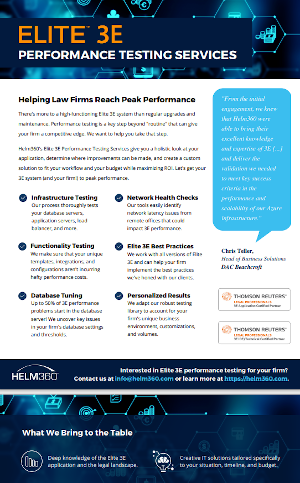 Elite 3E Performance Testing - Helm360